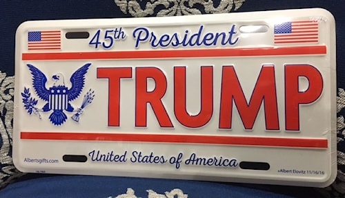 Donald Trump 45th President License Plate