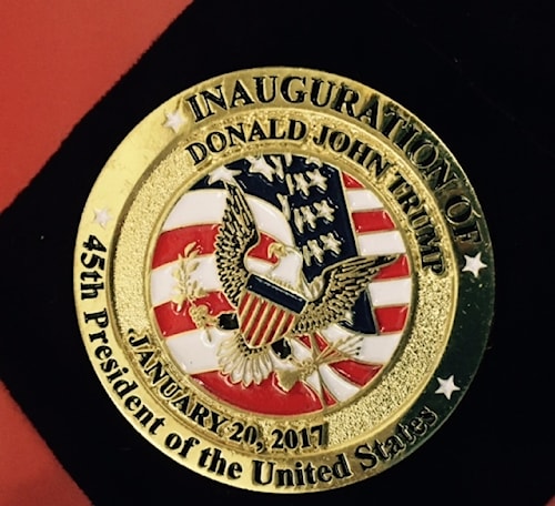 Donald Trump 45th Presidential Inauguration Gold Pin 2017 on Flag