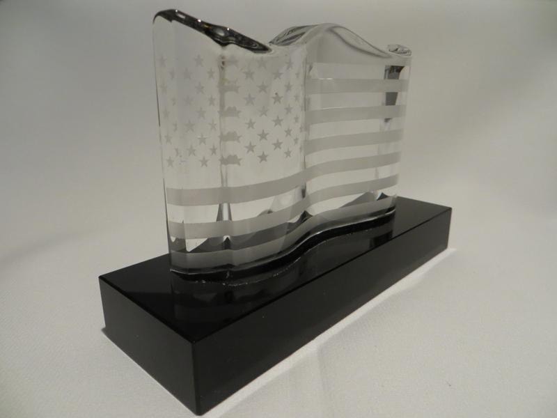American Flag Crystal Sculpture